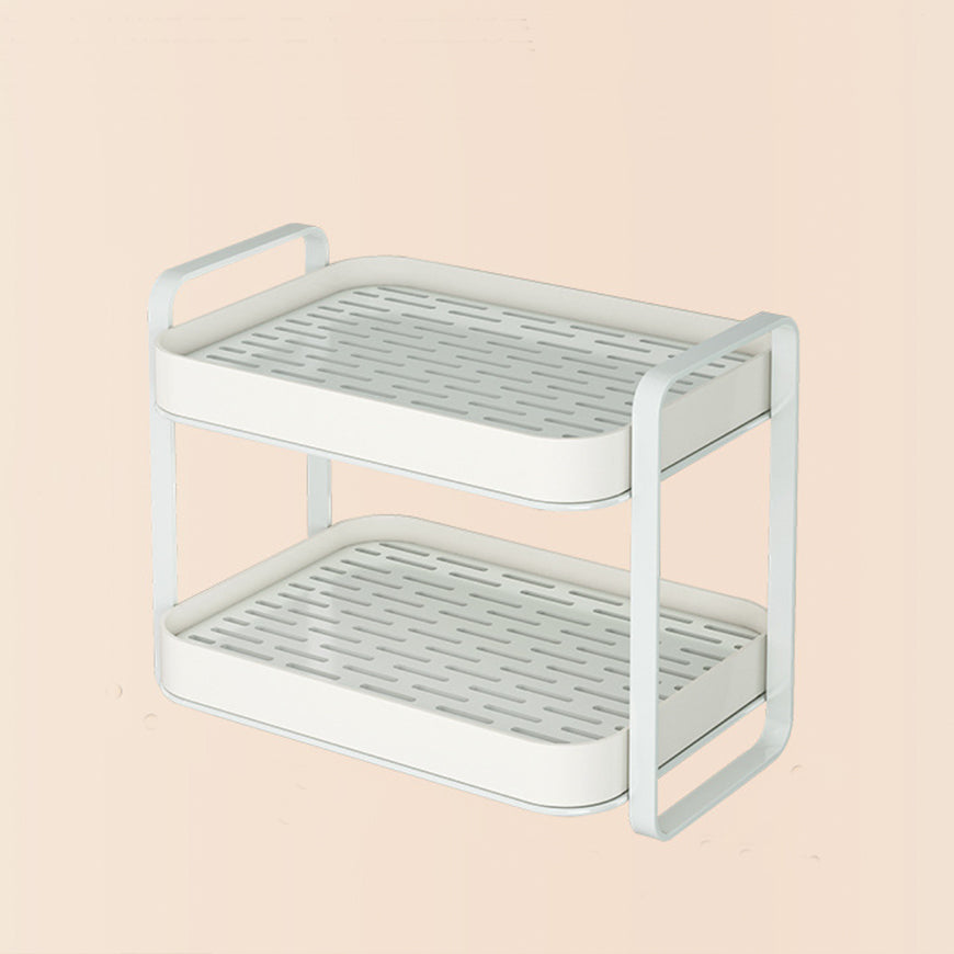 Double Decker Metal Organiser Rack White