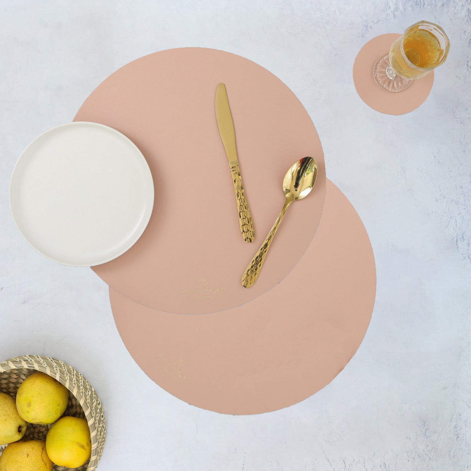Round Placemat Pink Set of 2 Online - Premium Table Mat | Nestasia