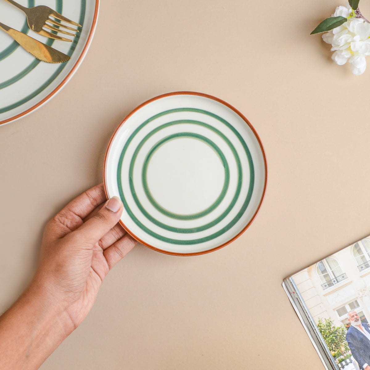 Spiral Snack Plate Green 6 Inch
