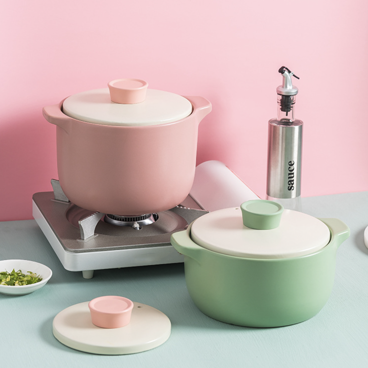 Pastel Green Cooking Pot