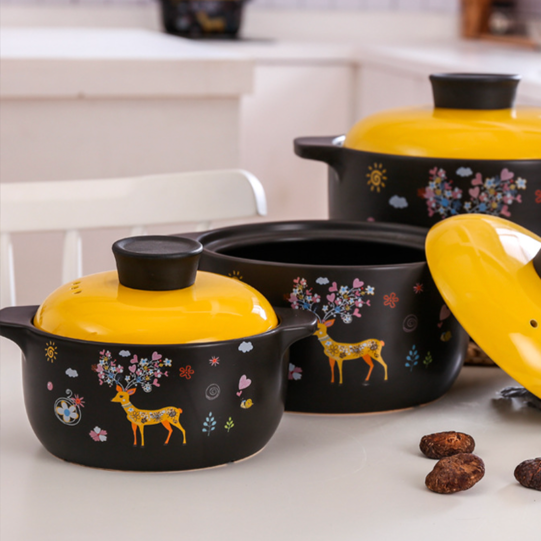 Printed Yellow Cooking Pot Large Online - Premium Cooking Pot | Nestasia